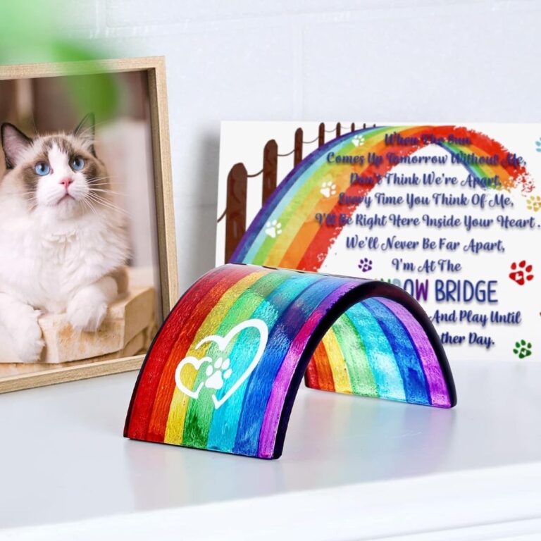 Rainbow Bridge Glass Memorial with Sympathy Card - BlueButterfly